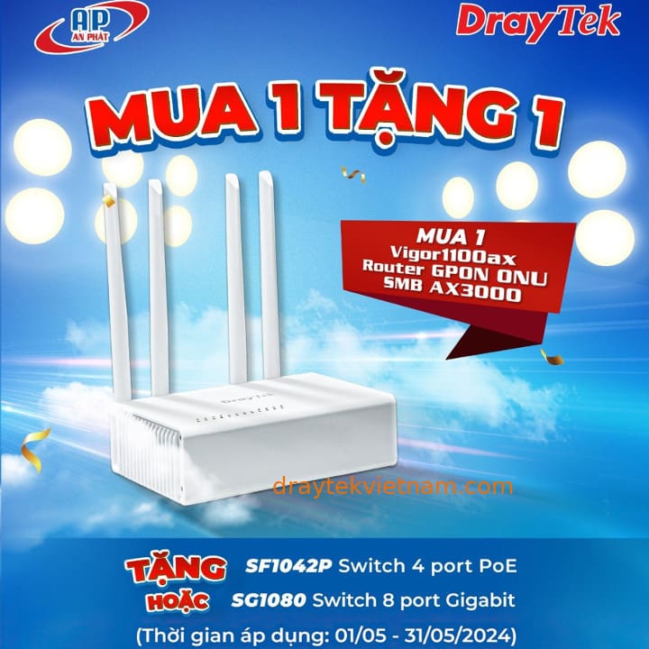 Router GPON Draytek Vigor1100ax - Thiết Bị Mạng Draytek Chính Hãng
